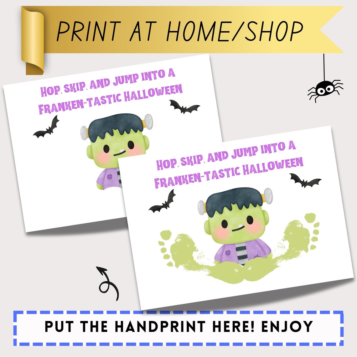 Halloween Footprint Craft, Handprint Craft for Kids, Halloween Activity ...