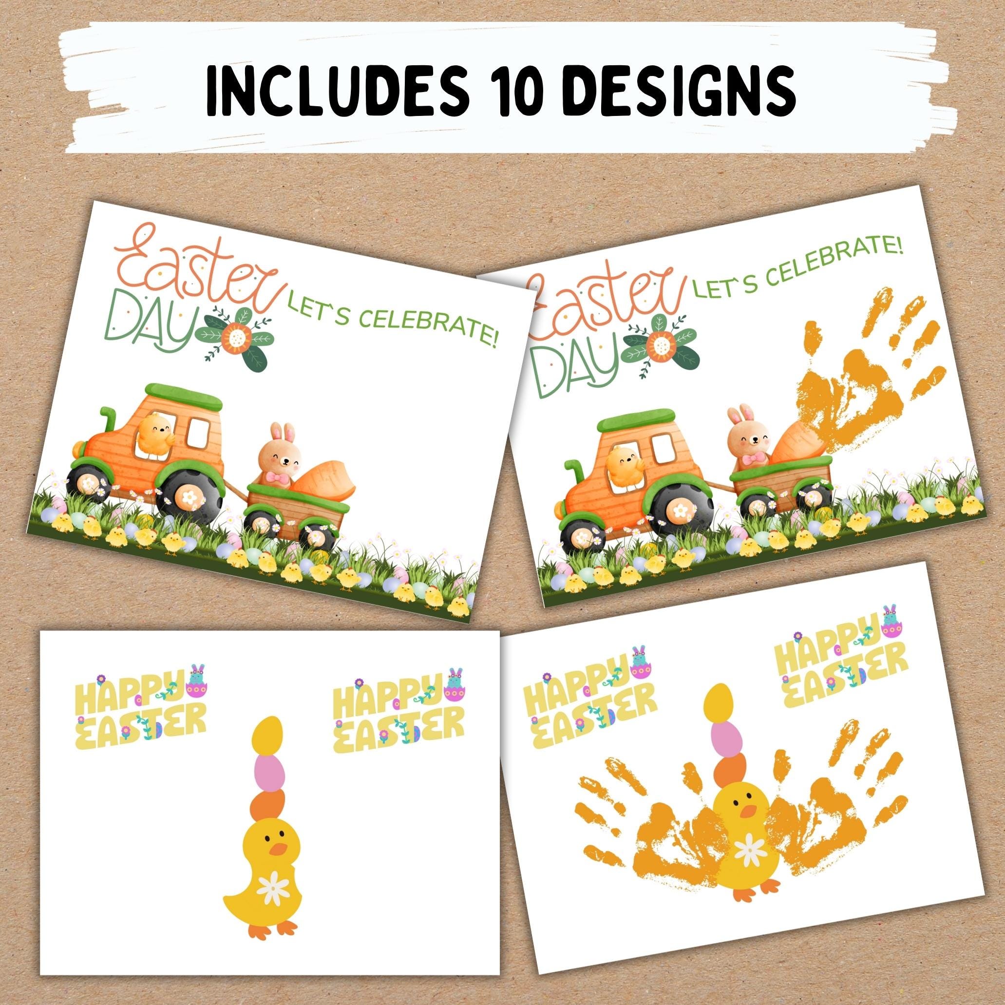Easter Craft Handprint Footprint Art Template BUNDLE, Easter Printable ...