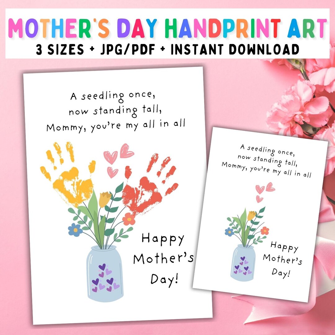 Mothers Day Poem, Fingerprint Craft, Letter for Mom, Preschool Activity ...