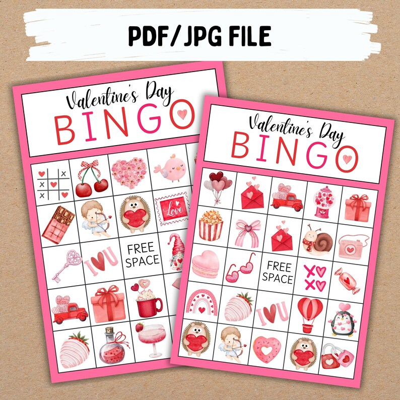PRINTABLE Valentines Day BINGO Game for Kids and Adults, Valentines ...