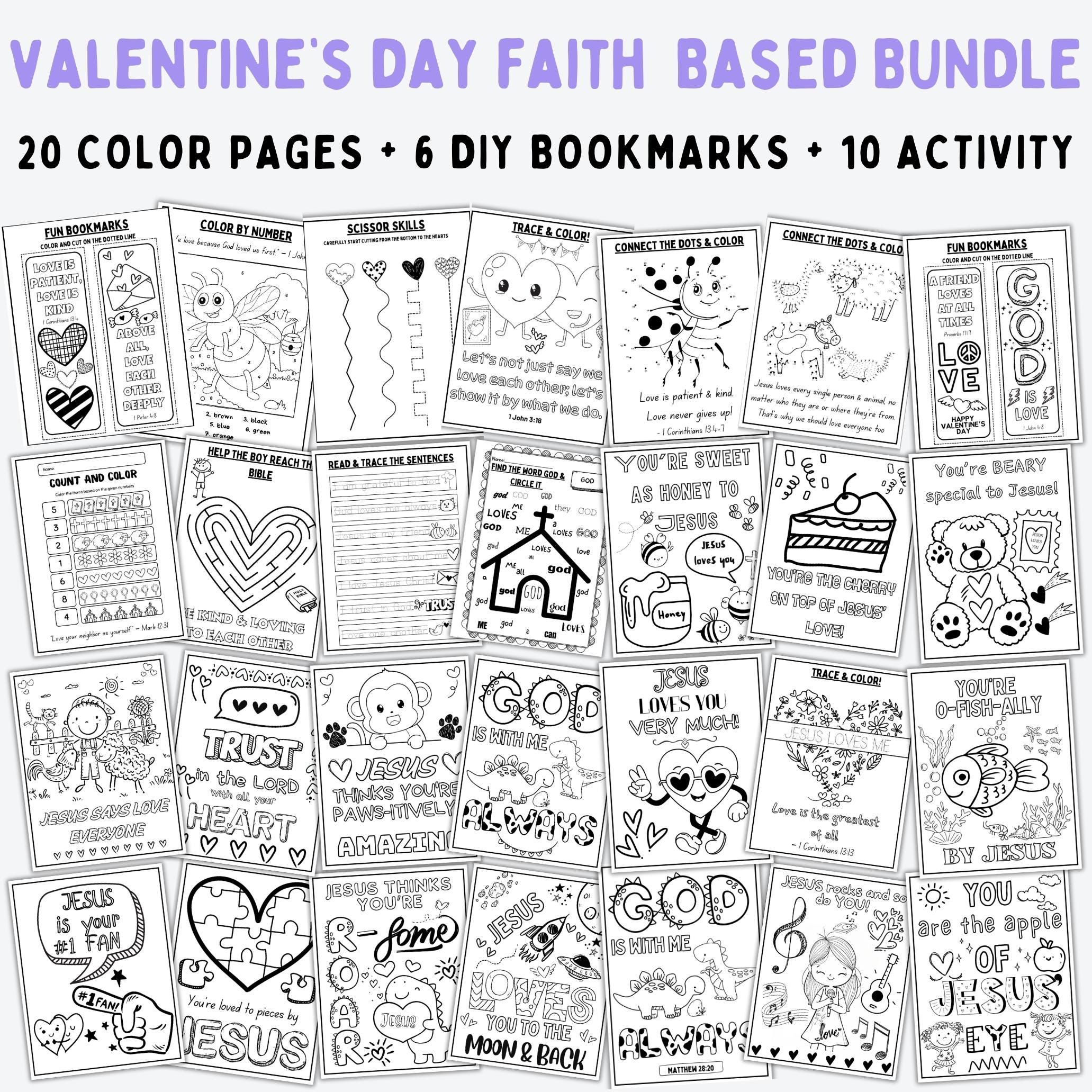 Valentines Day Faith Jesus Coloring Pages Kids, Christian Coloring ...