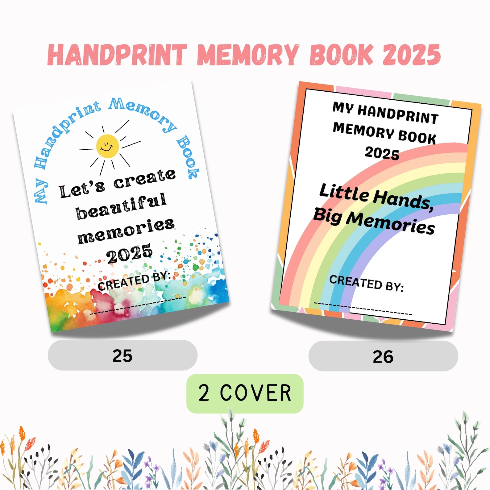 2025 Handprint Memory Book, Kids Handprint Footprint Craft, Memory Book ...