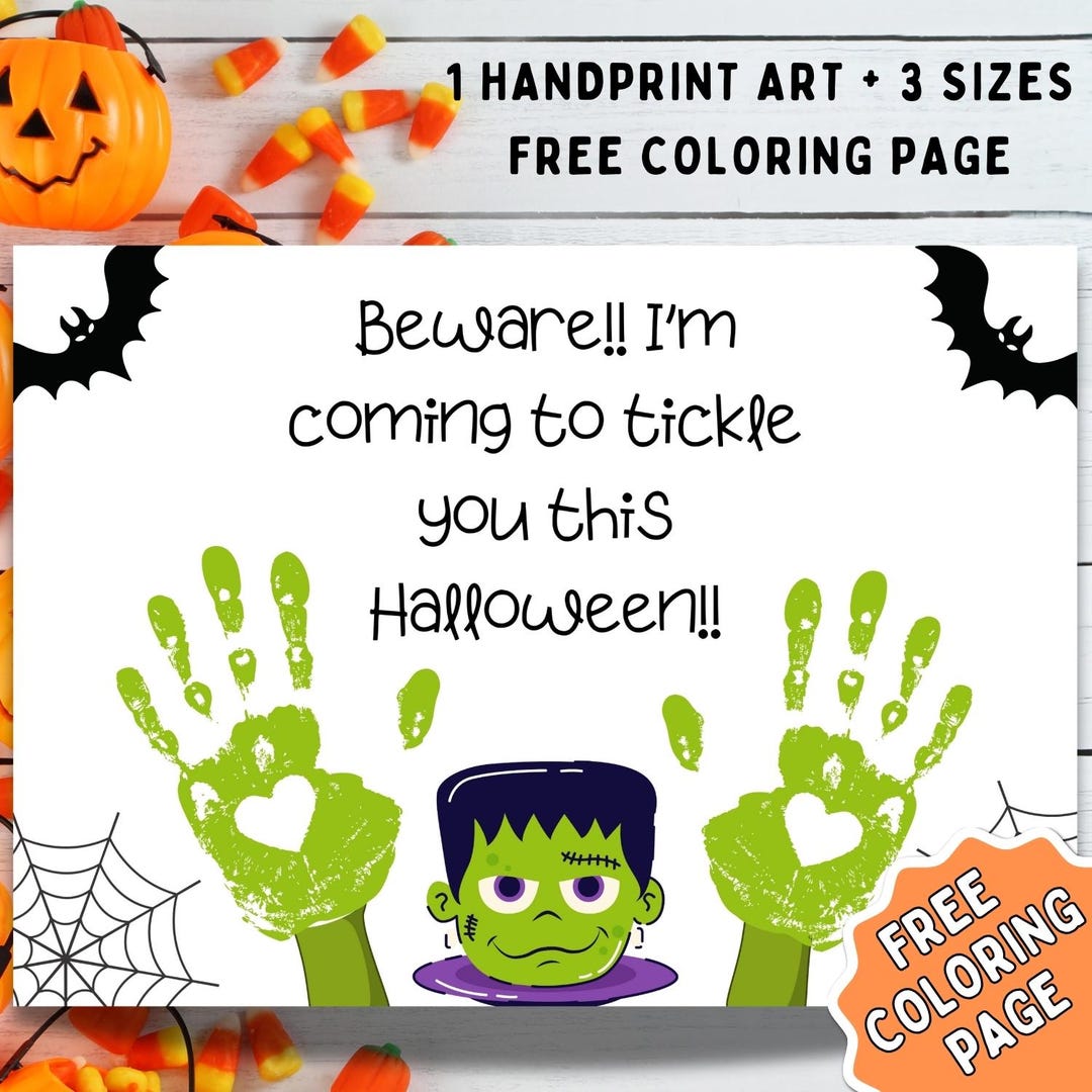 PRINTABLE Halloween Handprint Activity, Handprint Art Craft ...