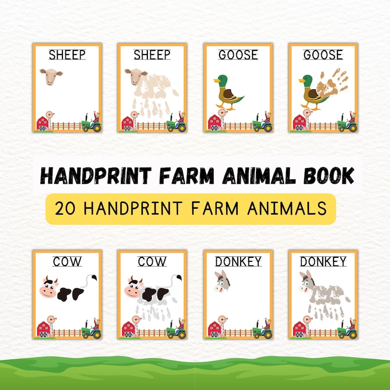 FARM ANIMALS Handprint Book, Printable Handprint Art, Toddler Child ...