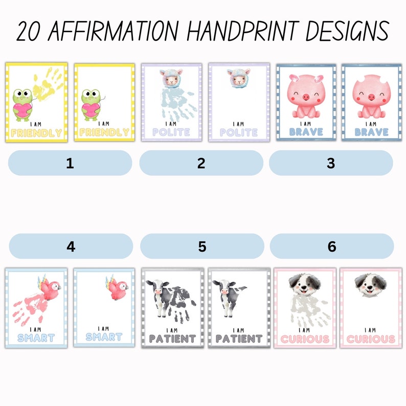 20 Affirmation and Inspirational Handprint Craft BUNDLE, Handprint Art ...
