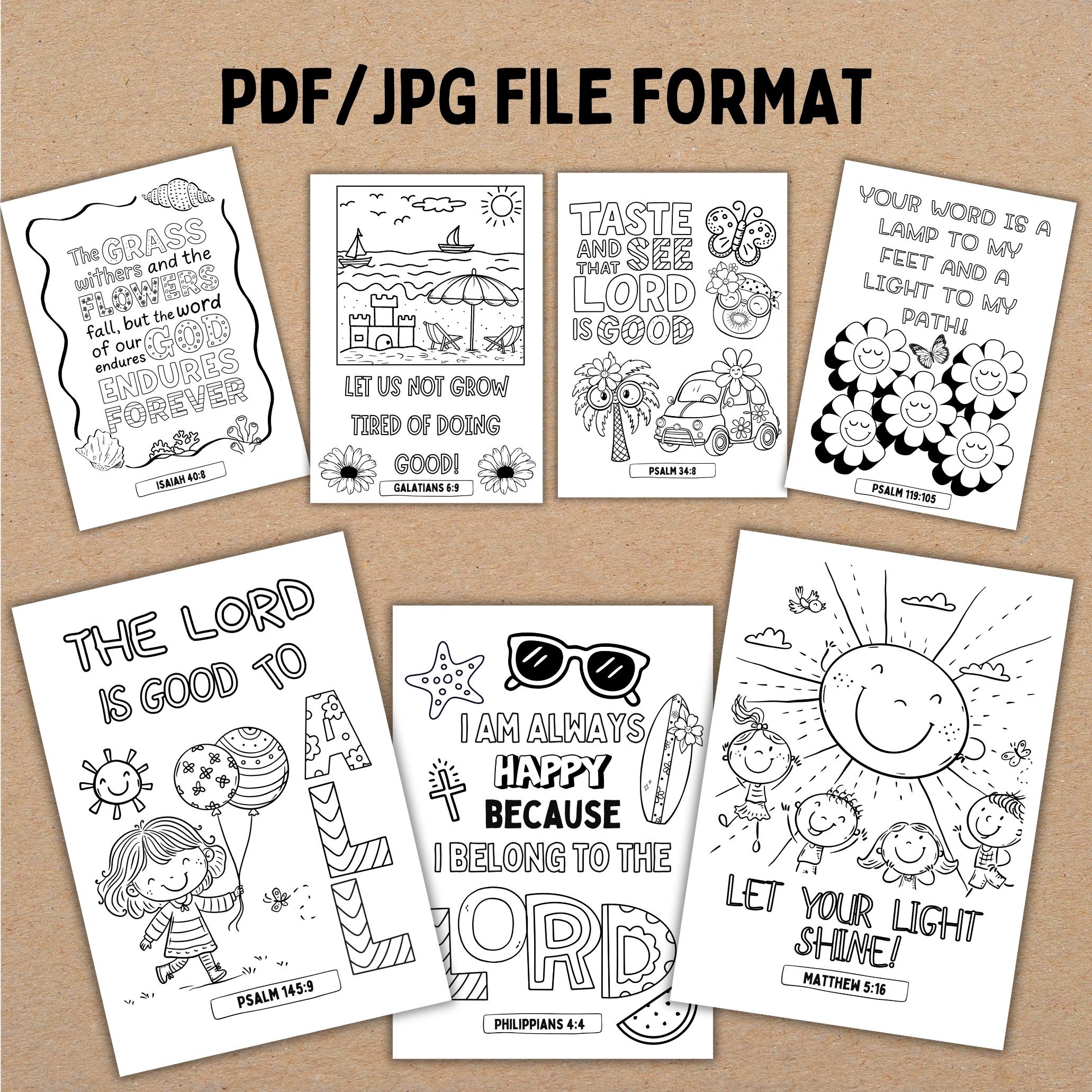PRINTABLE Summer Christian Bible Verse Homeschool Printable Coloring ...