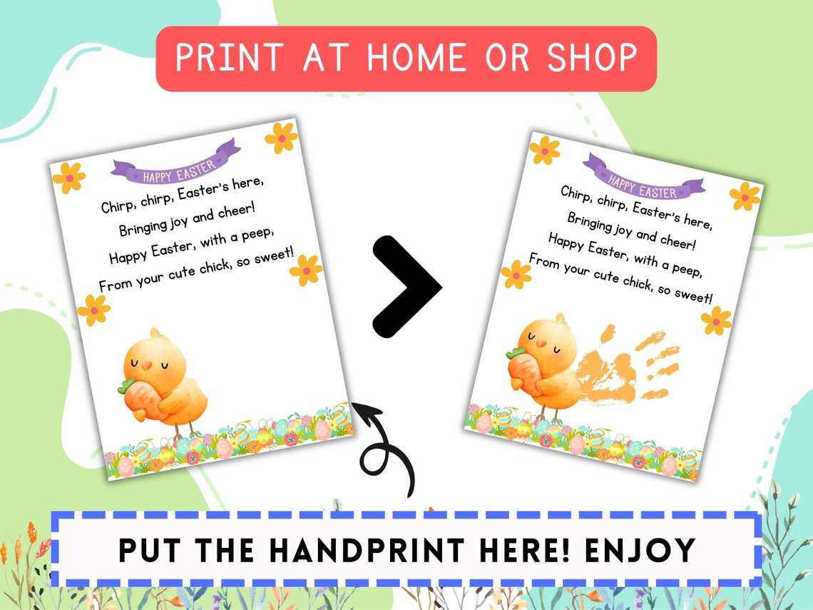 Happy Easter Handprint Footprint Art Craft Bundle, Easter Craft for ...