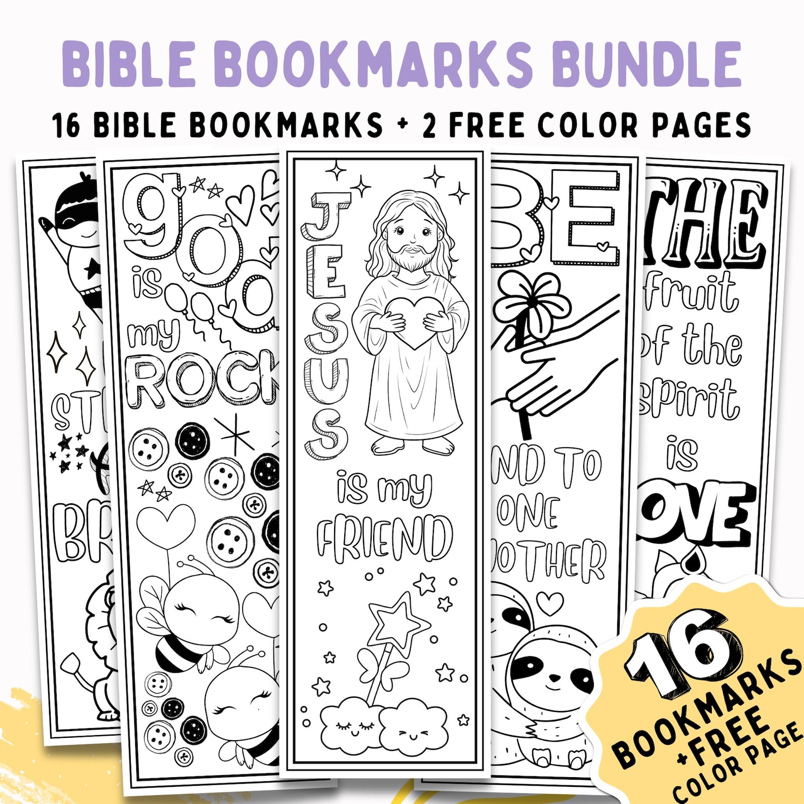 Bible Based Coloring Bookmarks Kids, DIY Bible Verse Activity ...