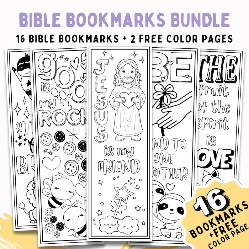 Bible Based Coloring Bookmarks Kids, DIY Bible Verse Activity ...