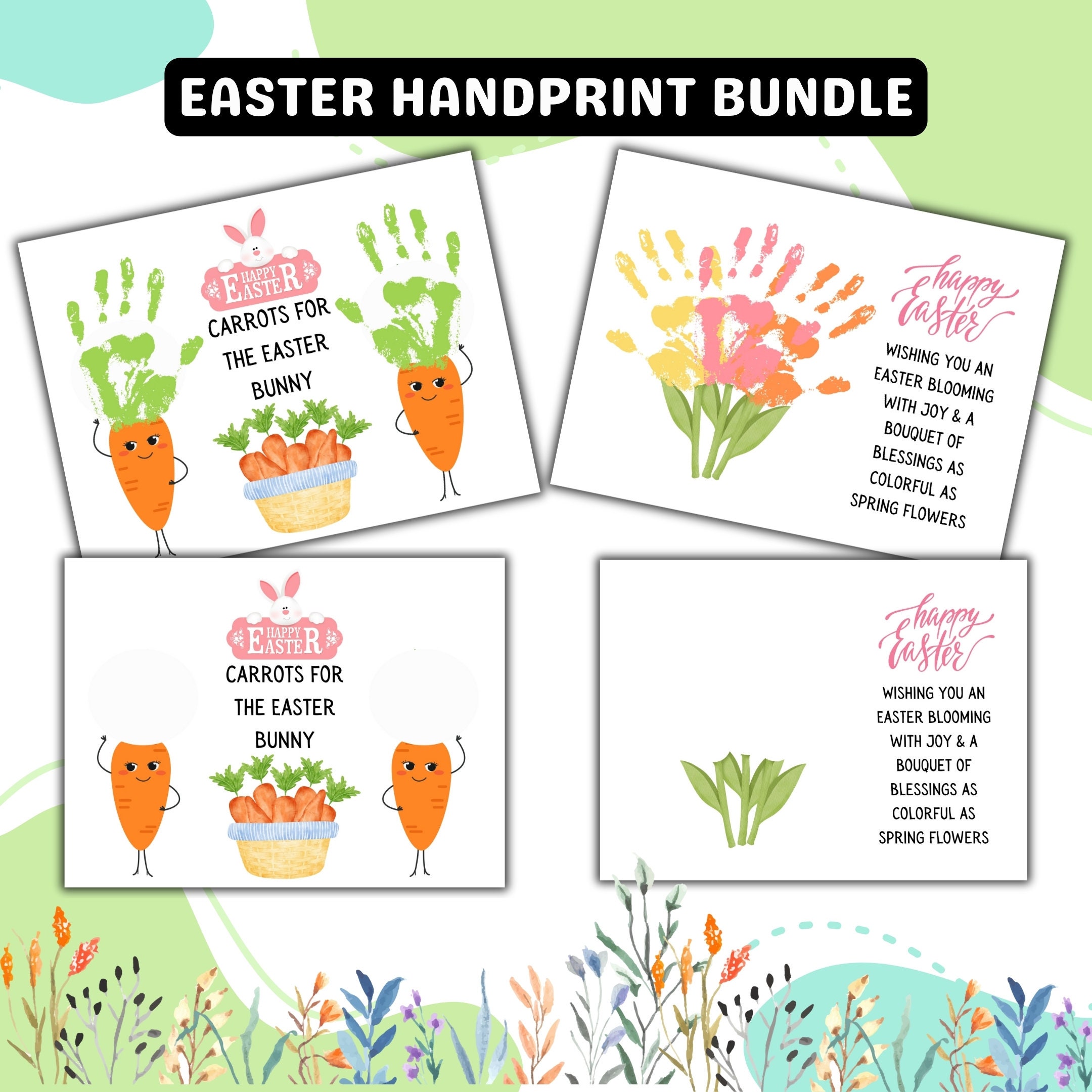 Happy Easter Handprint Footprint Art Craft Bundle, Easter Craft for ...