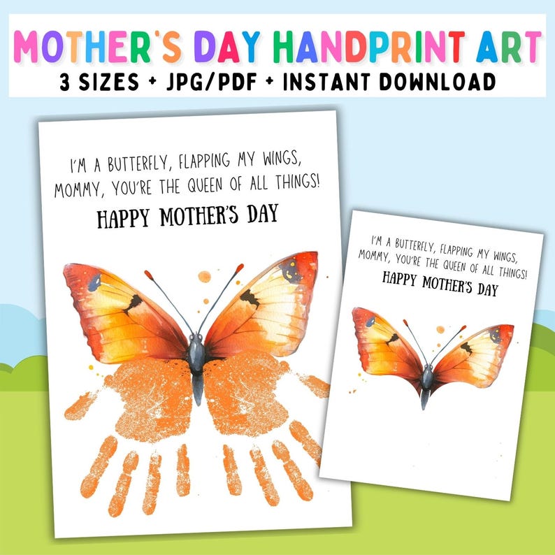 Mothers Day Poem Handprint Craft, Fluttering by to Wish You a Happy ...