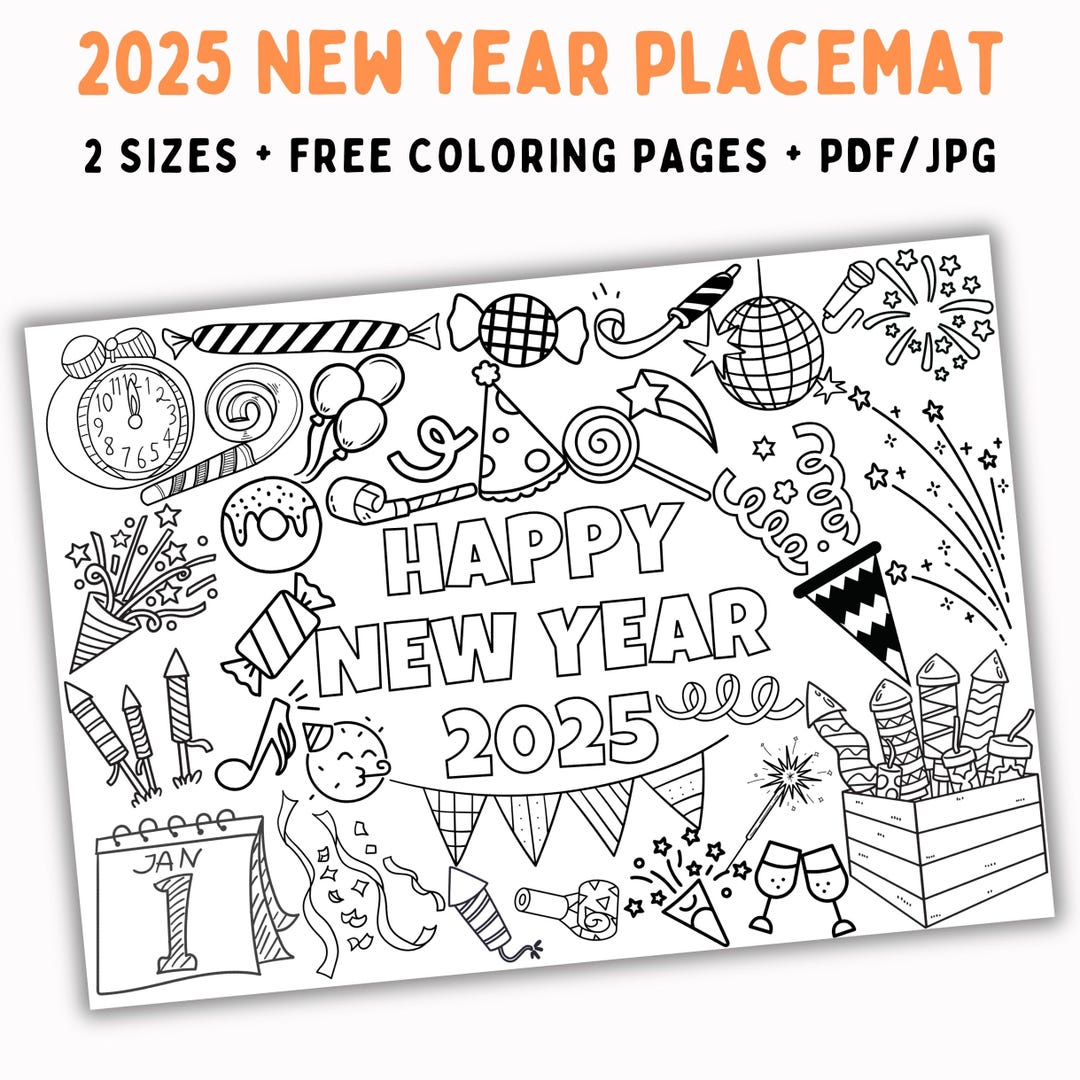 New Years Activity Placemat Printable New Years Eve Activity Sheet NYE ...