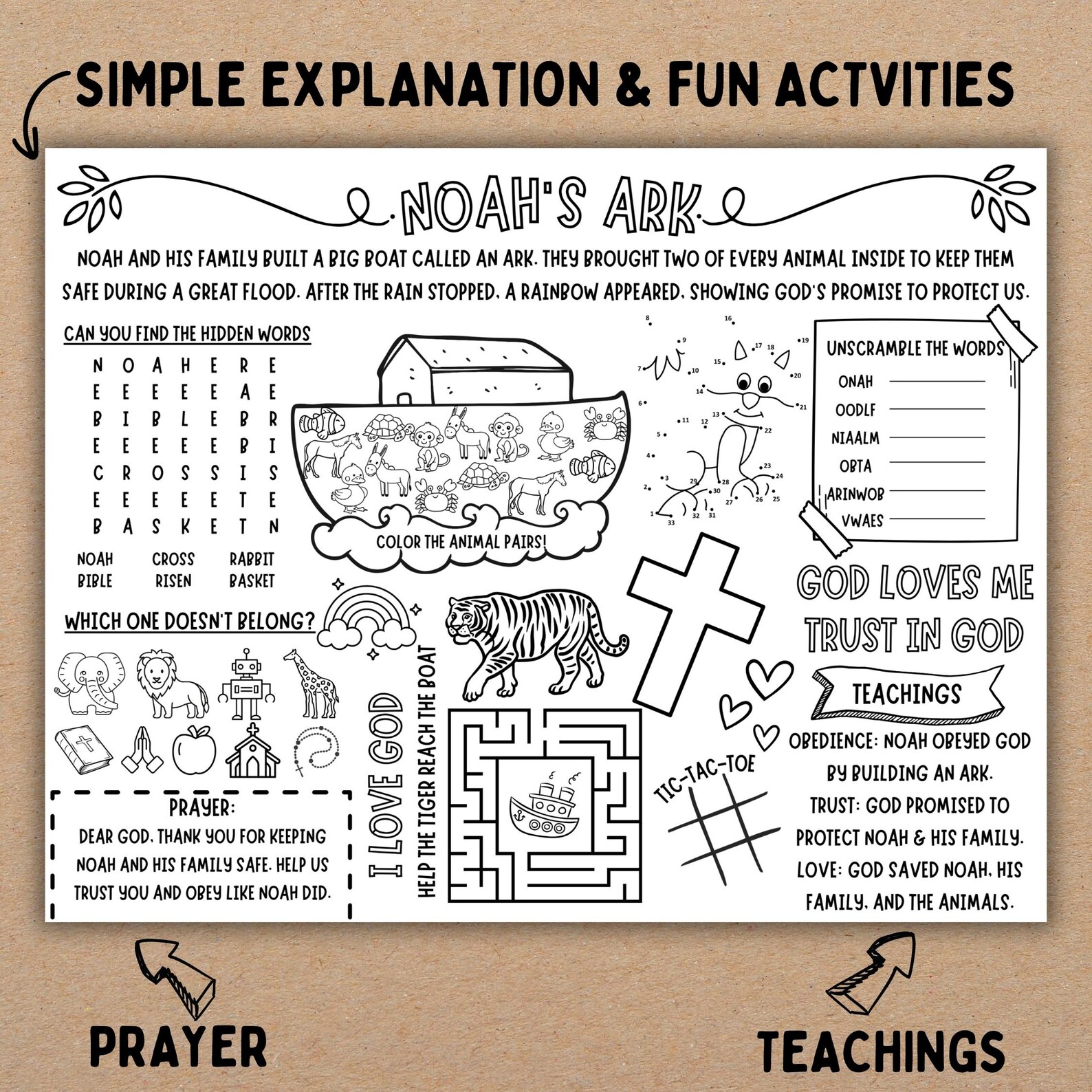 PRINTABLE Bible Stories Kids, Bible Coloring Page Kids, Bible Activity ...