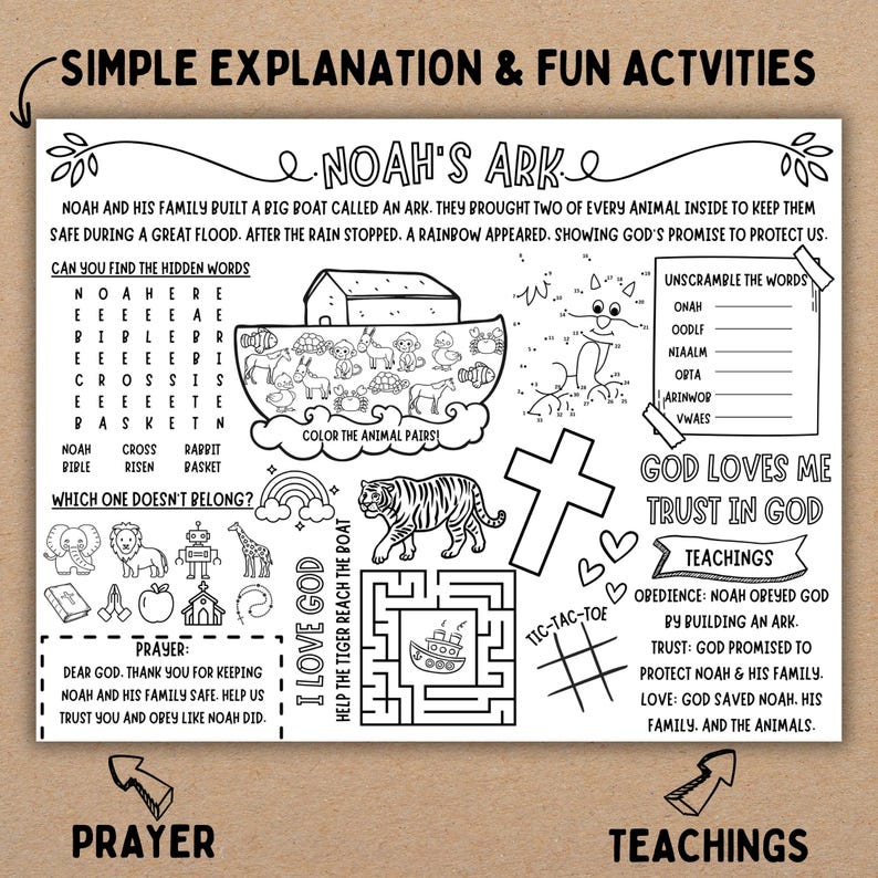PRINTABLE Bible Stories Kids, Bible Coloring Page Kids, Bible Activity ...
