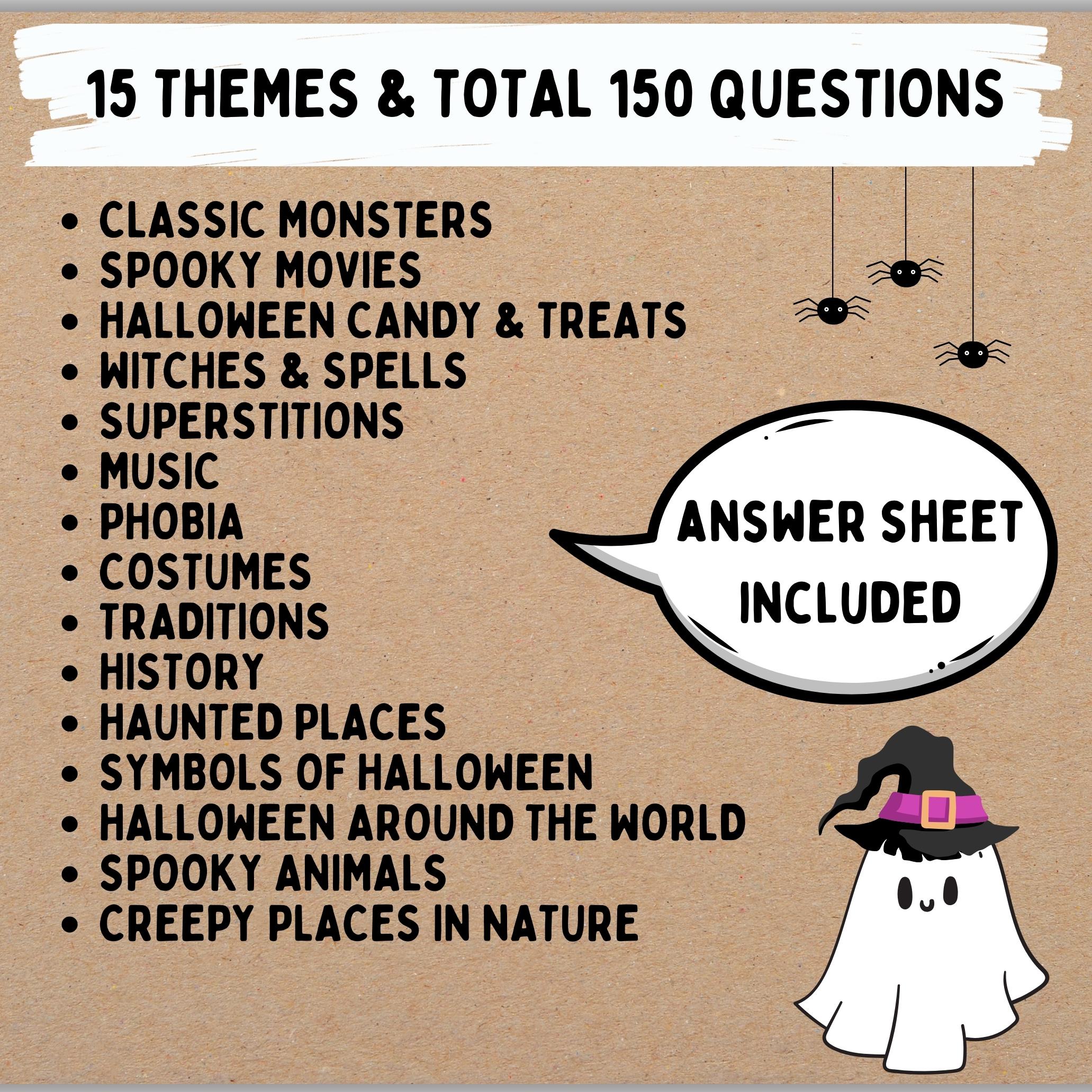Halloween Trivia Game, PRINTABLE Halloween Trivia Quiz for Kids Adults ...