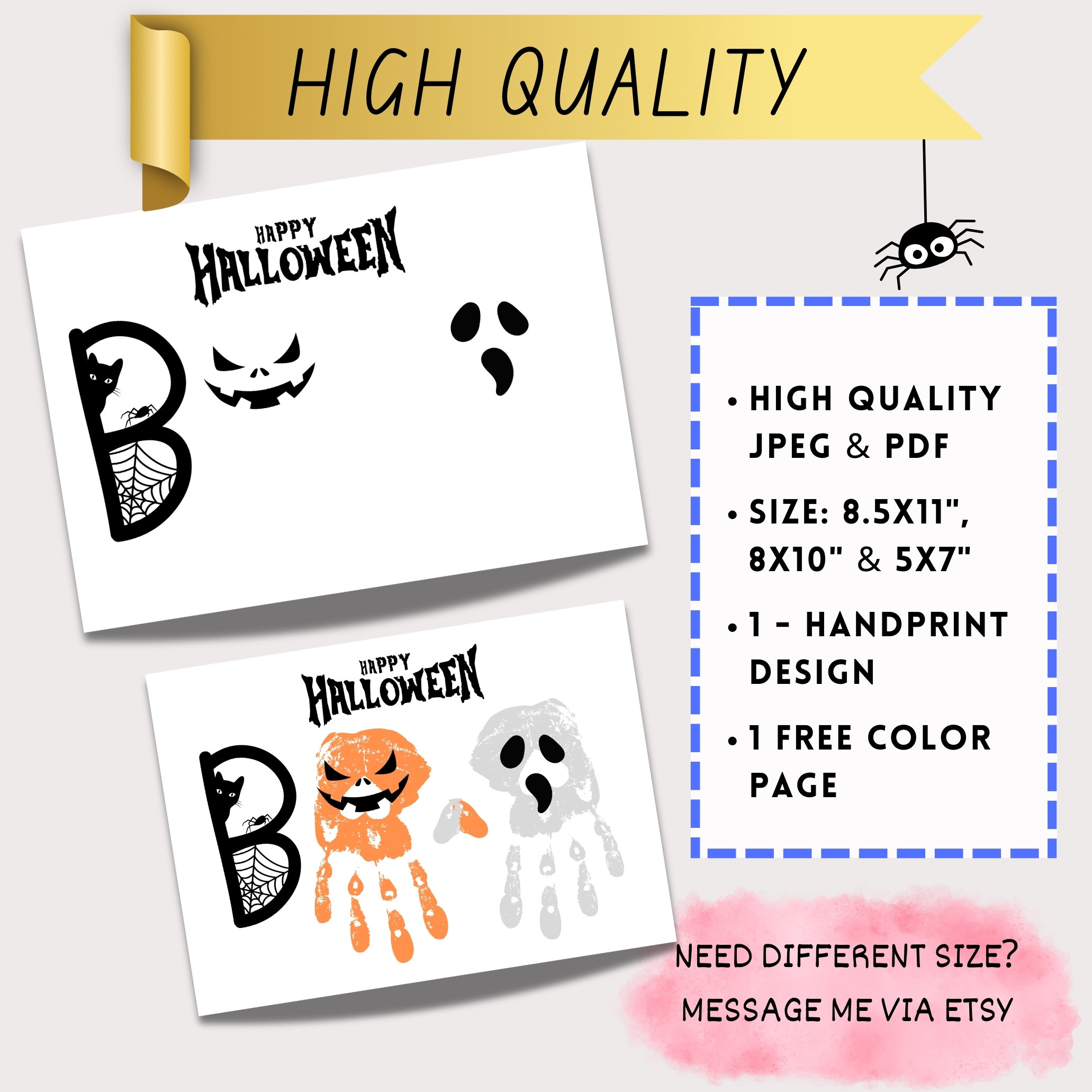 PRINTABLE Halloween Handprint Art, Boo Handprint Fall Art Craft ...