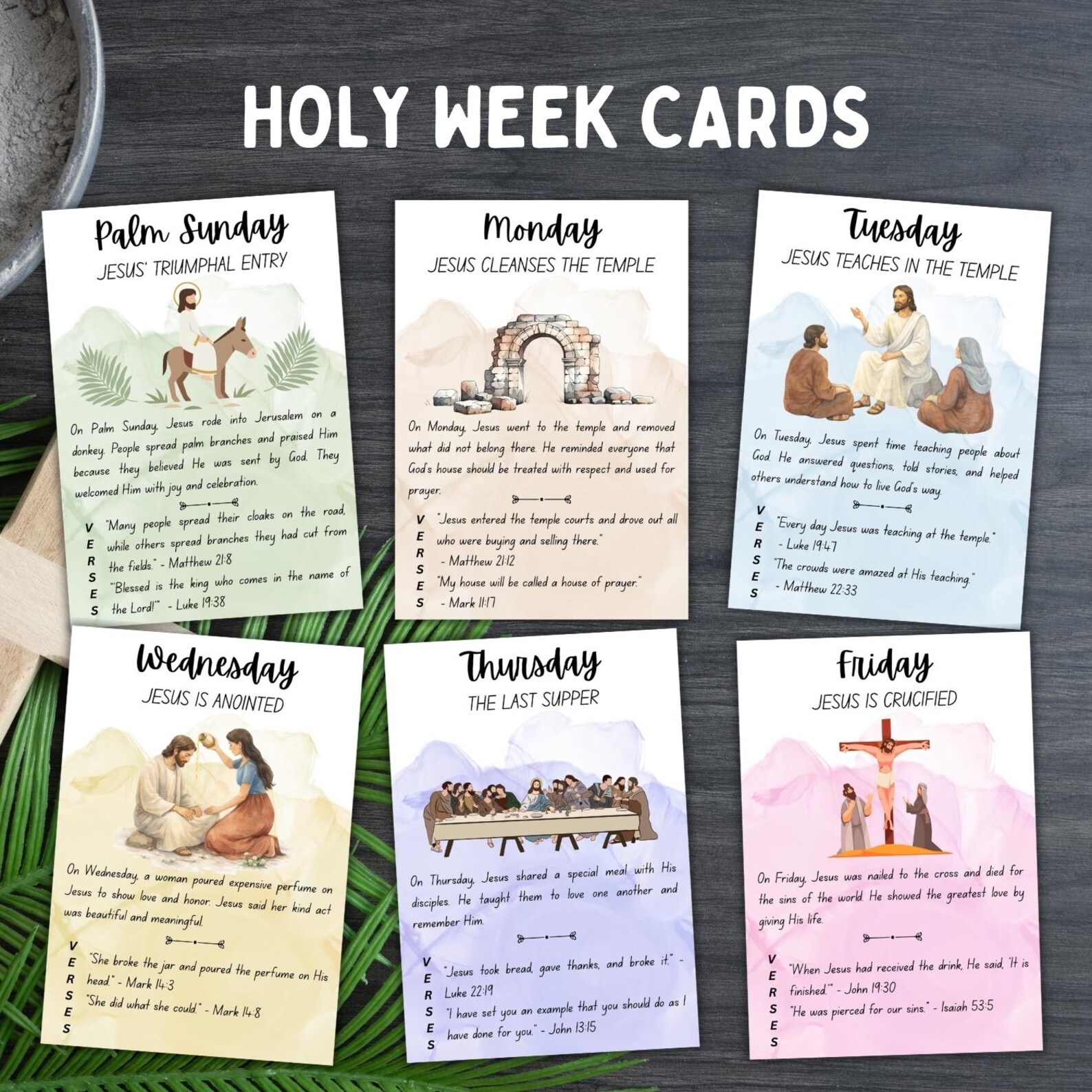 Holy Week Cards, Easter Story Cards, Easter Advent PRINTABLE, Easter ...