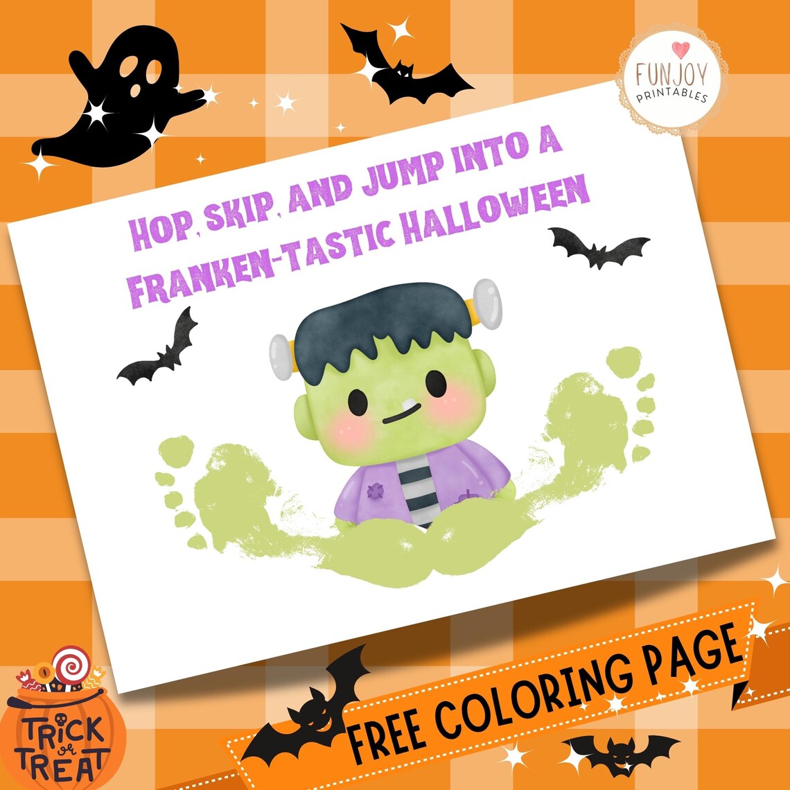 Halloween Footprint Craft, Handprint Craft for Kids, Halloween Activity ...