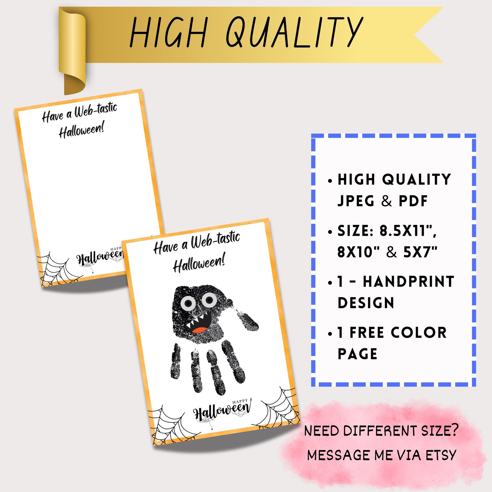 Halloween Spider Handprint Art Printable, Art, Handprint Craft for ...