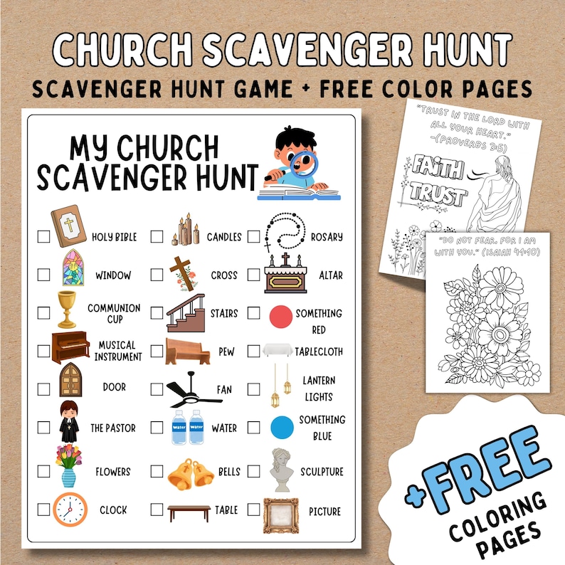 Scavenger Hunt for Church PRINTABLE, Church Game for Kids, Church Game ...