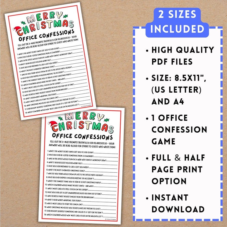 Christmas Office Confessions Game, Holiday Icebreaker (digital Download ...