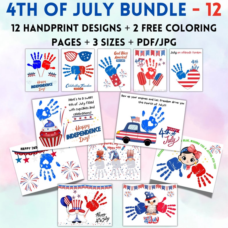 4th of July Handprint Art BUNDLE, Fourth of July Craft, Classroom ...