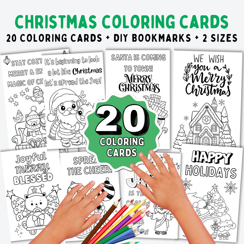 Christmas Coloring Cards for Kids, Printable Christmas Cards to Color ...