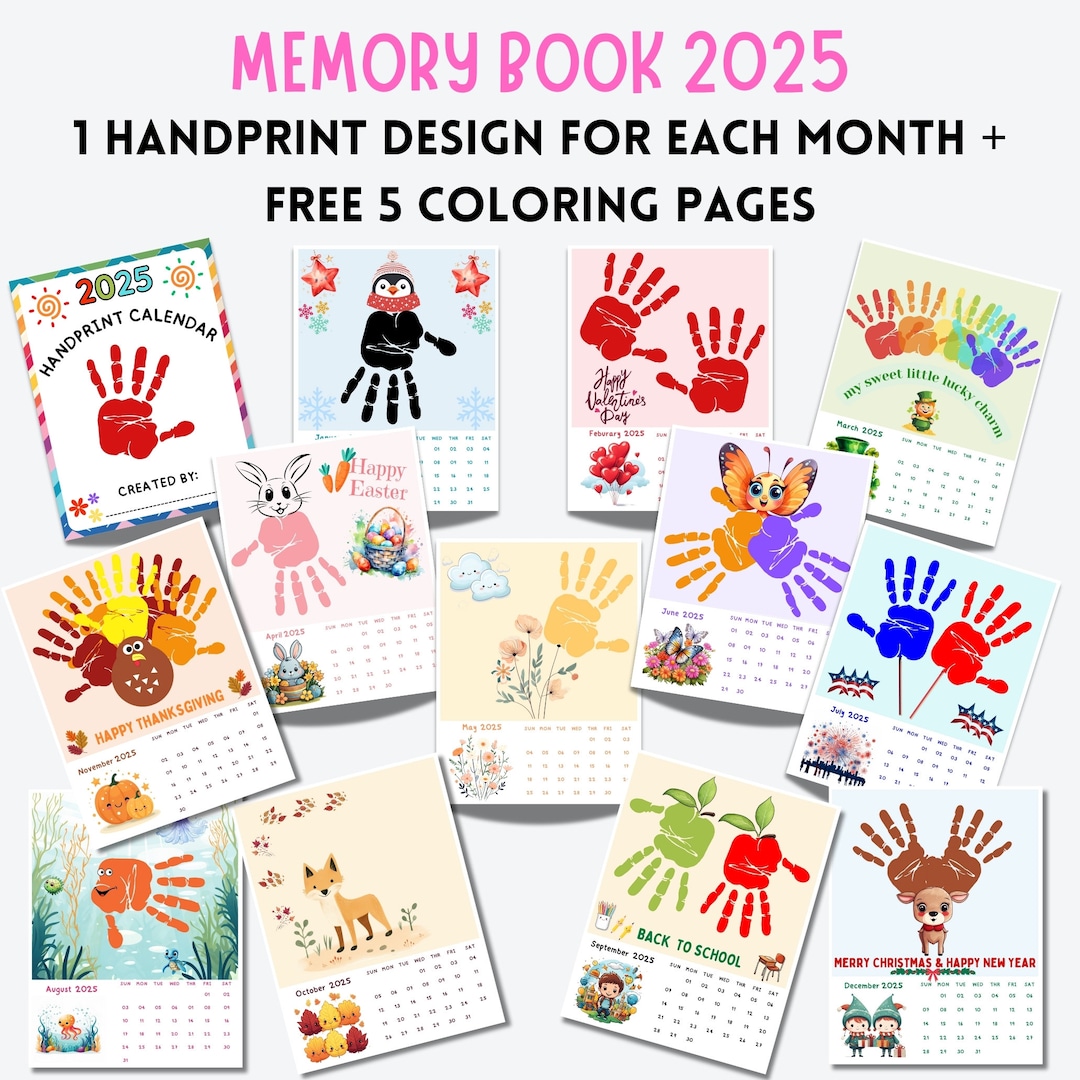 Handprint Calendar 2025, Handprint Craft, Footprint Craft, Kids Toddler ...