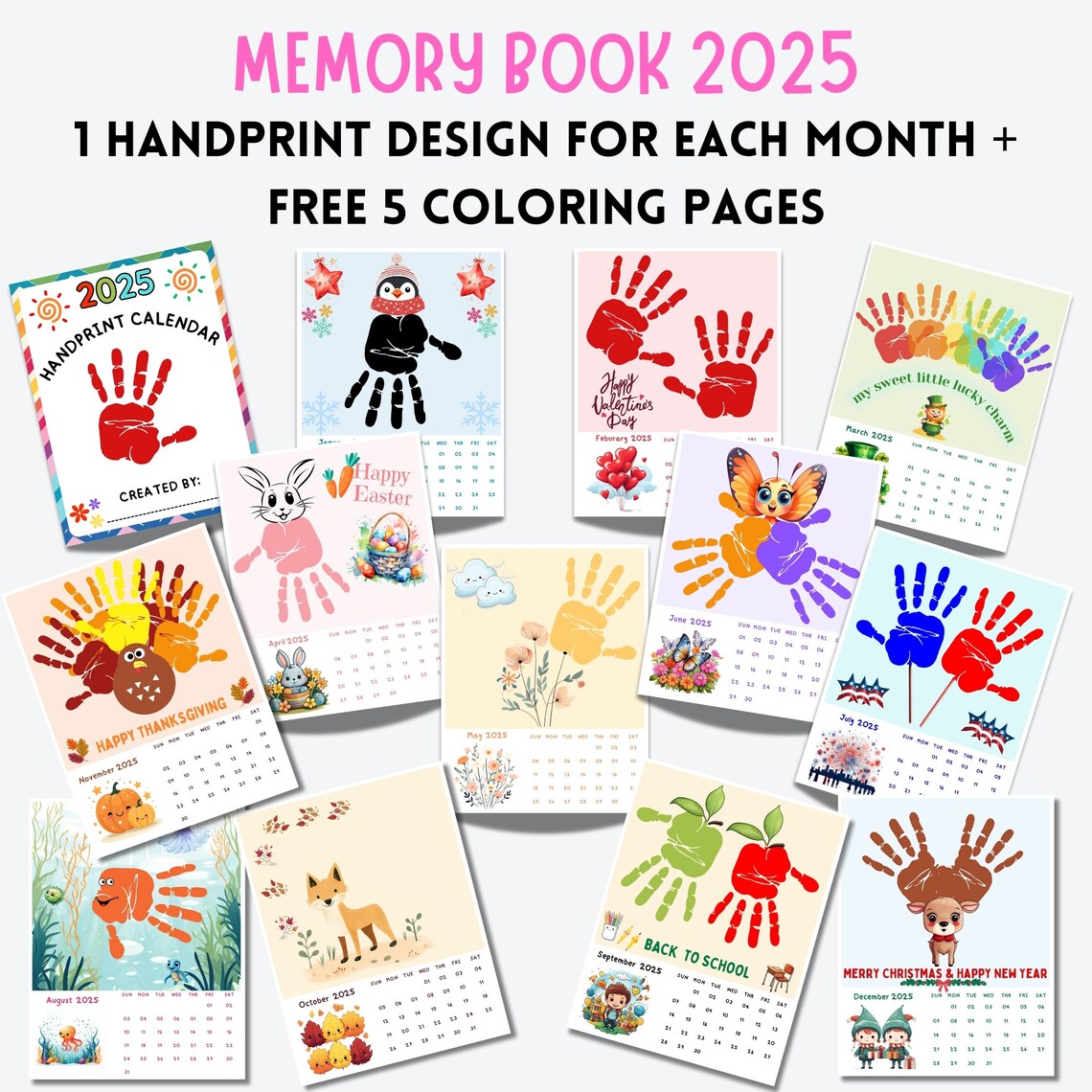 Handprint Calendar 2025, Handprint Craft, Footprint Craft, Kids Toddler ...