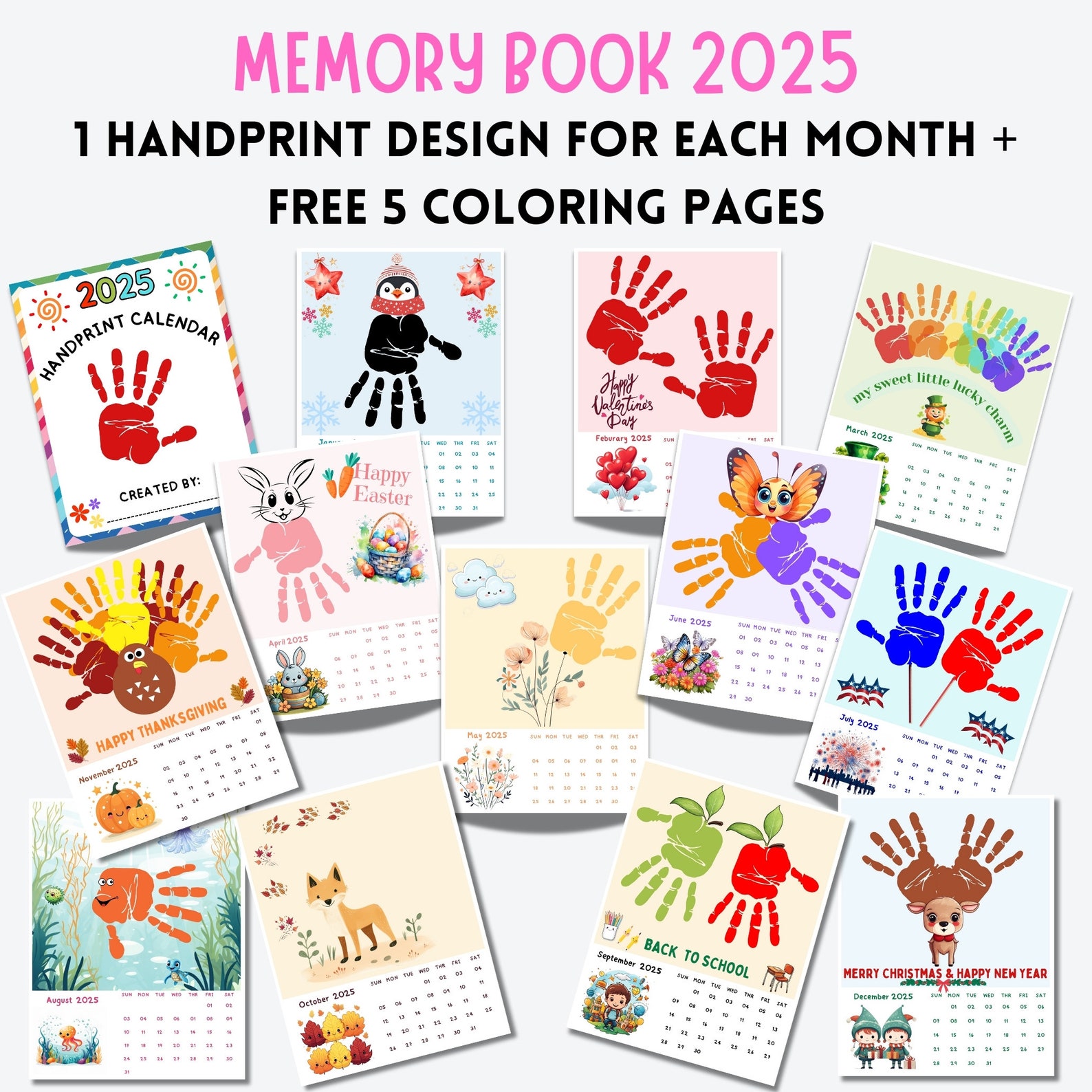 Handprint Calendar 2025, Handprint Craft, Footprint Craft, Kids Toddler ...