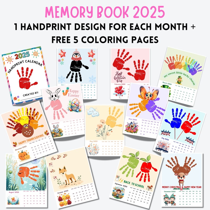 Handprint Calendar 2025, Handprint Craft, Footprint Craft, Kids Toddler ...