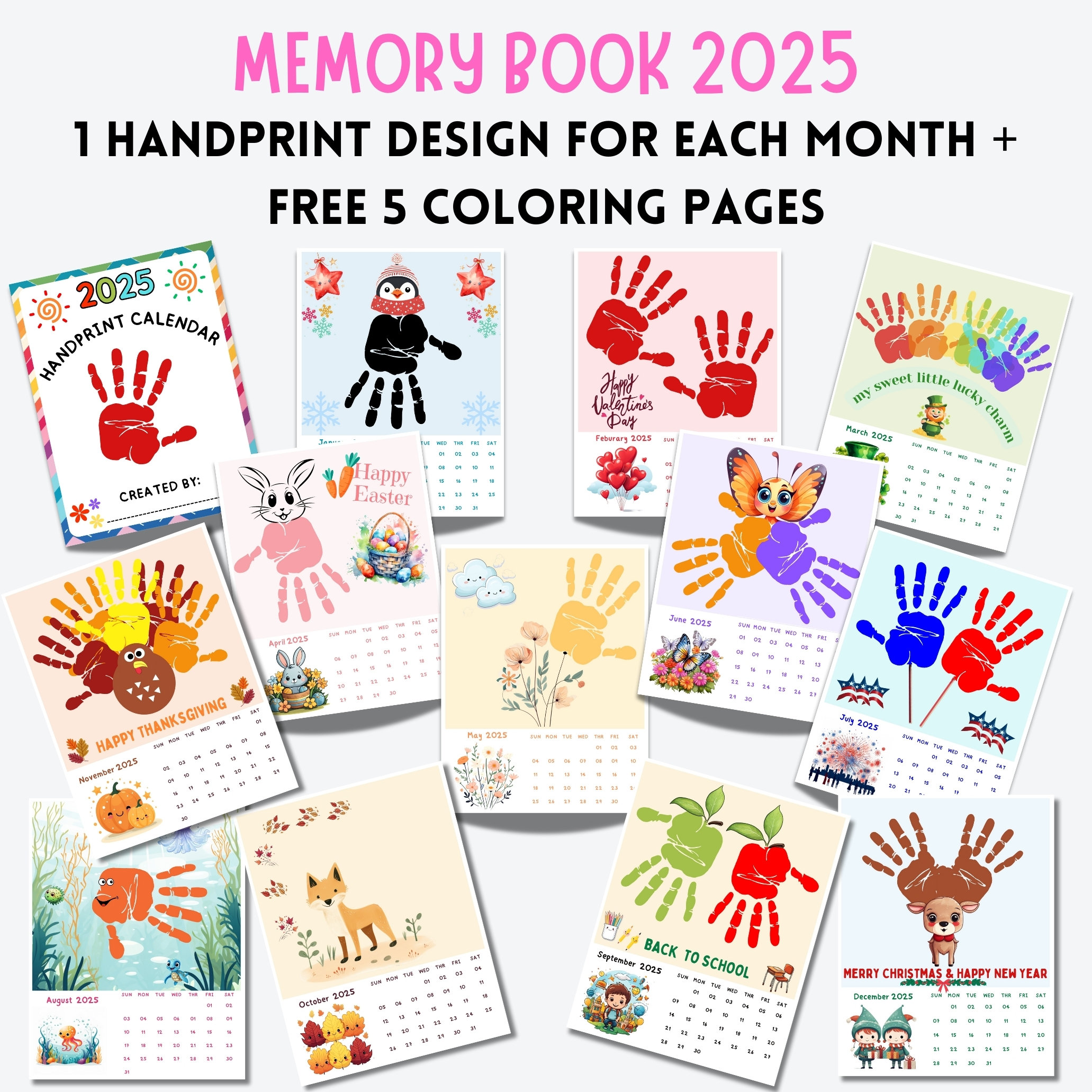 Handprint Calendar 2025, Handprint Craft, Footprint Craft, Kids Toddler ...