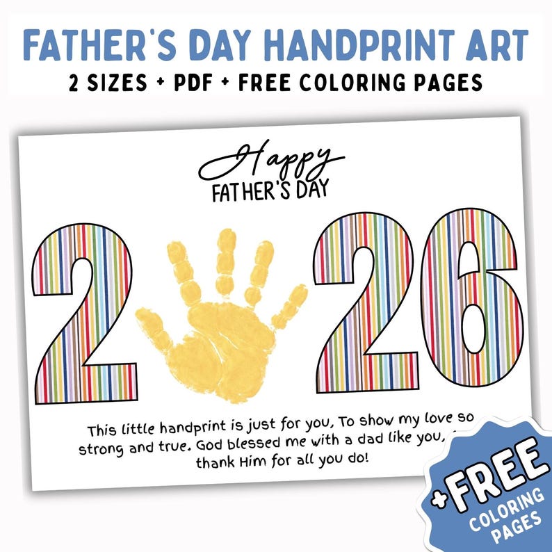 Fathers Day Handprint Craft, 2026 Fathers Day Handprint Template, Poem ...