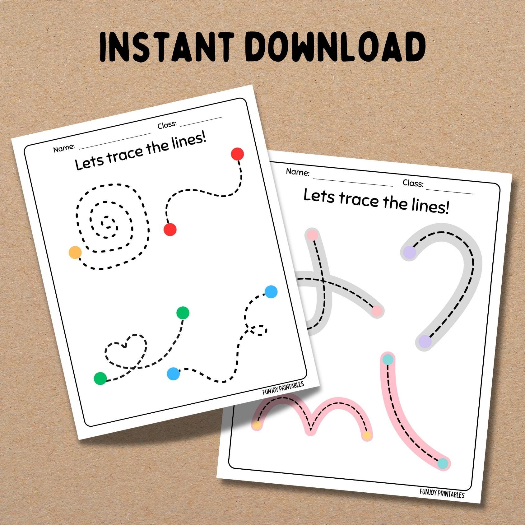 Prek Line Tracing Worksheets, Lines Trace Pages PRINTABLE, Homeschool ...