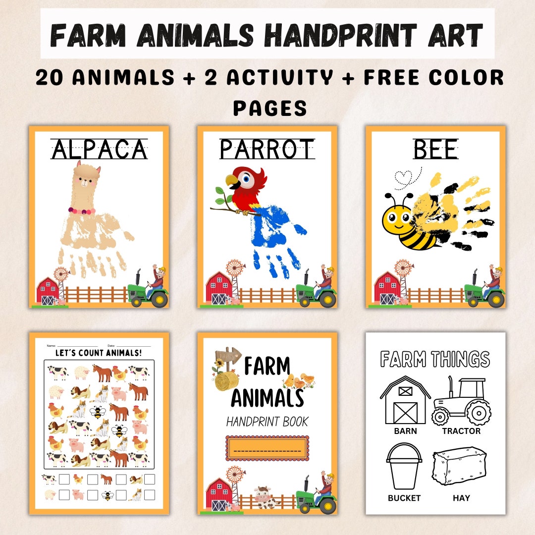 FARM ANIMALS Handprint Book, Printable Handprint Art, Toddler Child ...