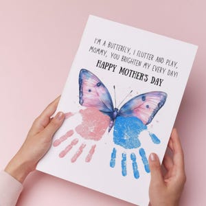 Printable Mother's Day Handprint Craft, Butterfly Art, Hand Print Art ...