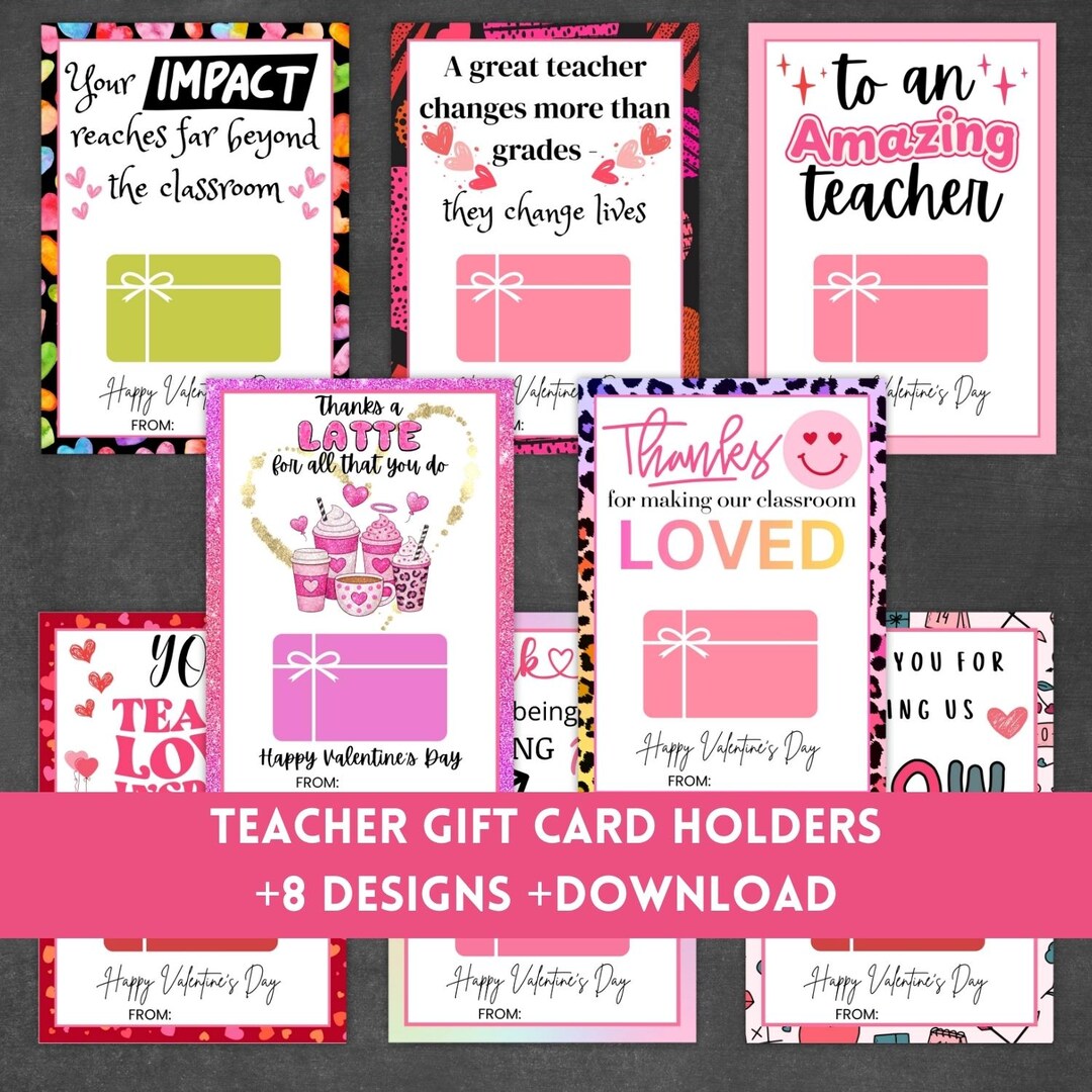 Printable Teacher Valentine Gift Card Holder, Valentine's Day ...