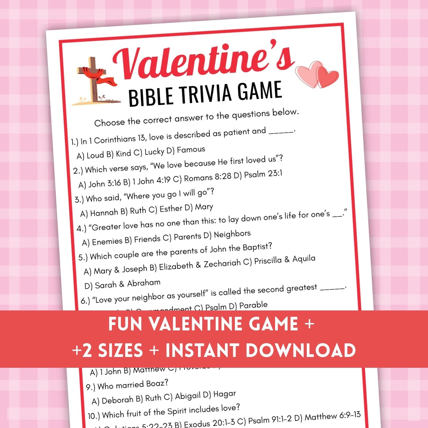Valentine's Bible Trivia Game | Christian Printable Quiz | Instant ...