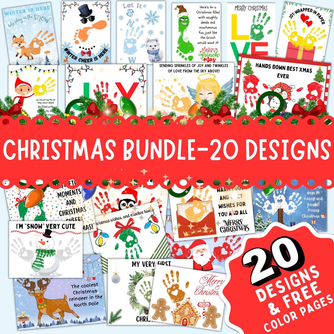 Christmas Handprint Craft Bundle, Christmas Handprint Art, Printable ...