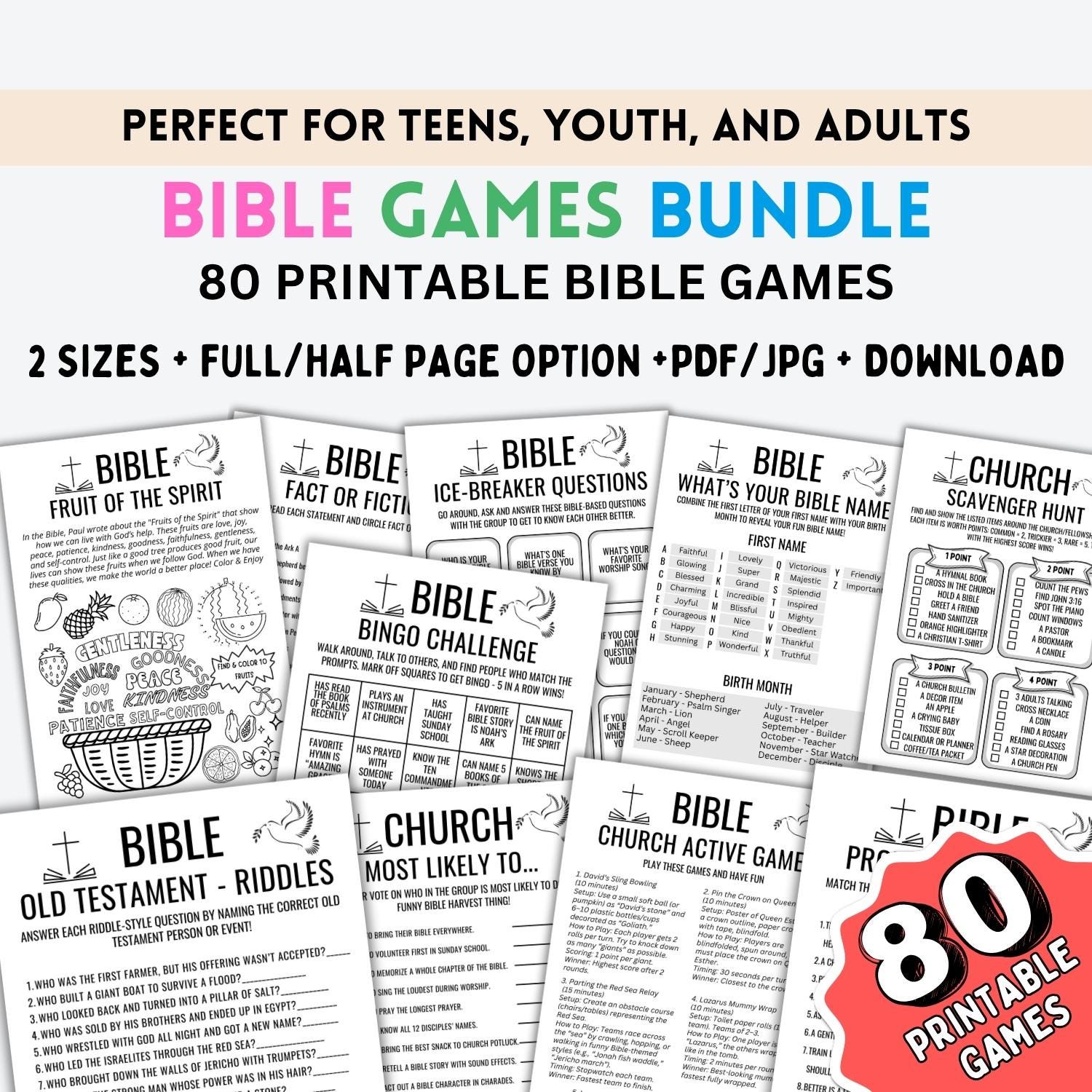 Bible Games for Teens Youth Group, Adults, Bible Party Games, Women ...