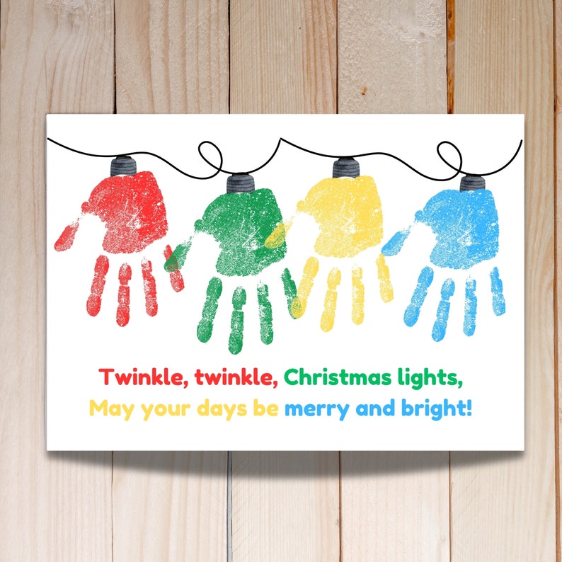 Handprint Christmas Lights, Christmas Handprint Art Crafts Template ...