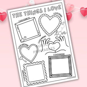 Valentines Day Kids Activity, Things I Love, Valentines Party Printable ...