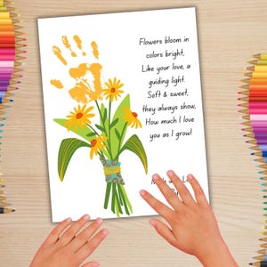 Handprint Flower PRINTABLE, Mother’s Day Gift for Mom, Grandma, DIY ...
