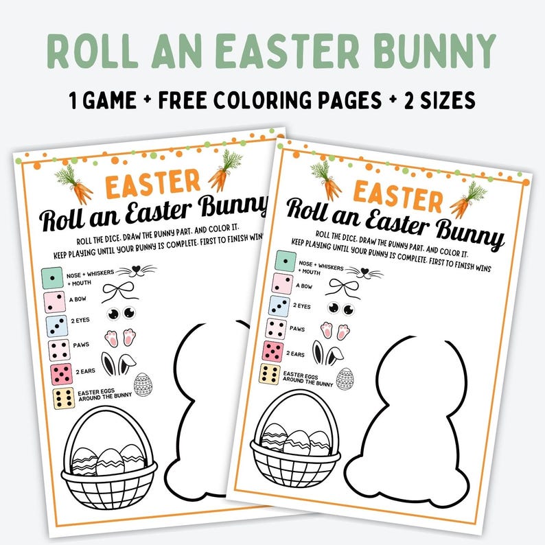 Roll a Bunny Easter Dice Game Printable, Easter Classroom Party ...