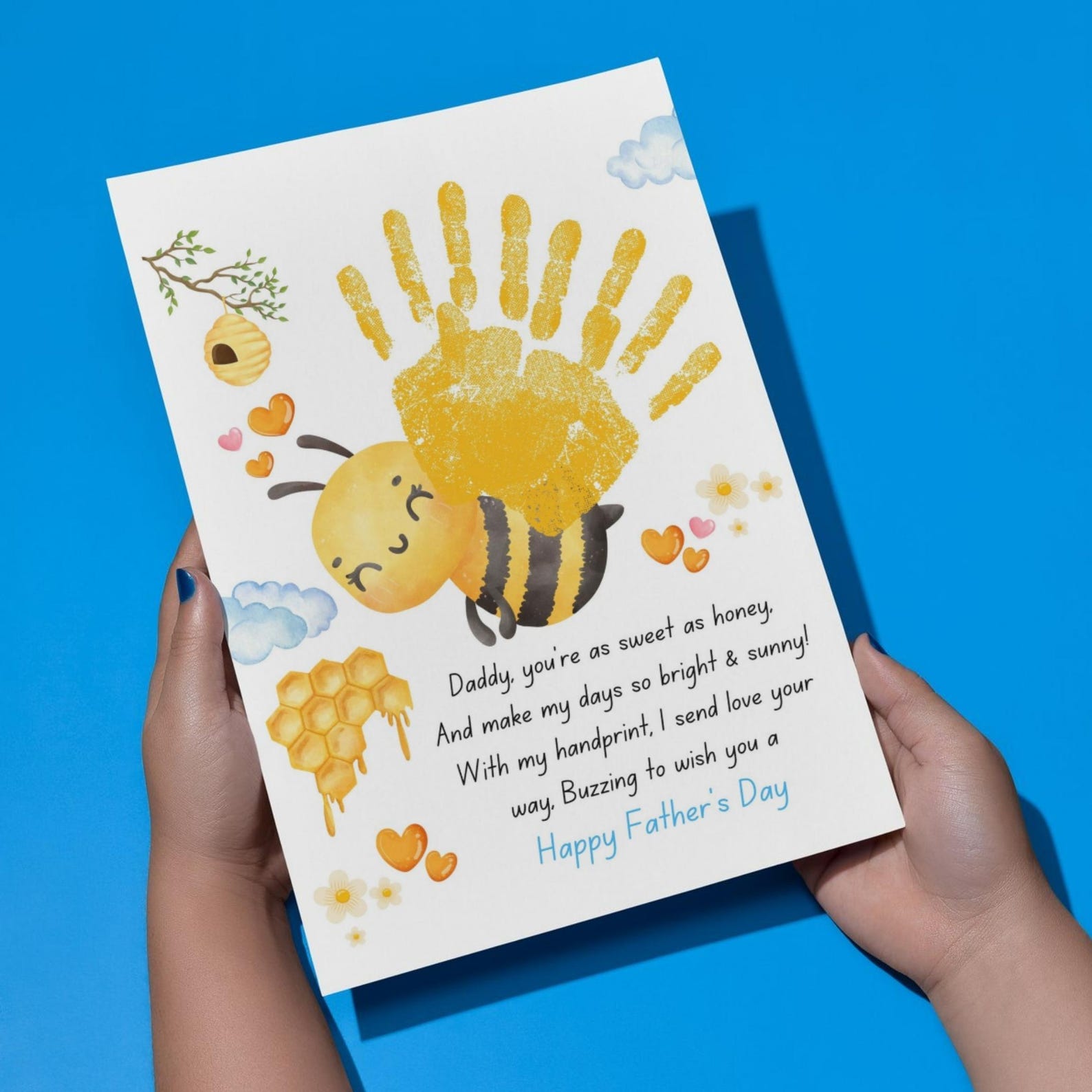 Fathers Day Handprint Art Craft, Dad Handprint Fingerprint Craft ...