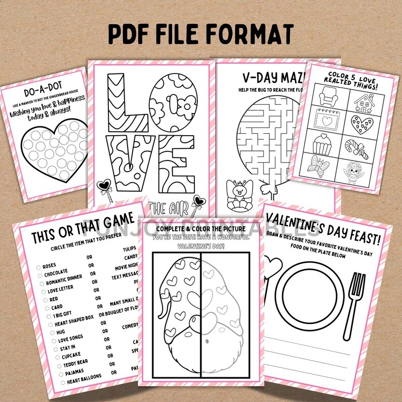 Printable Valentine's Day Kids Activities BUNDLE, Kids Valentine Party ...