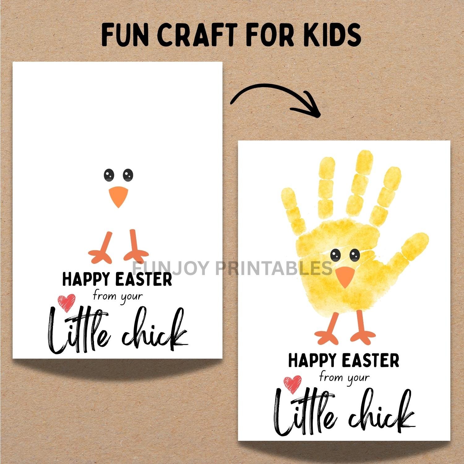 PRINTABLE Easter Chick Hand Print Art, Handprint Easter Craft, Kids ...