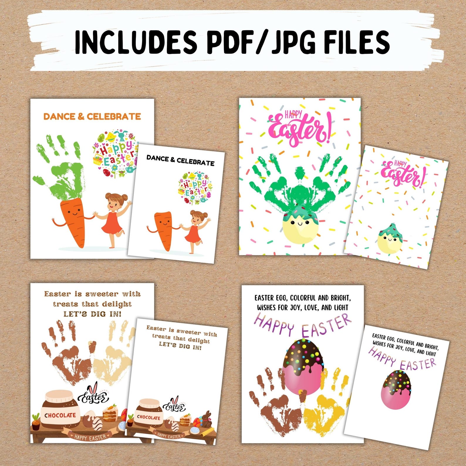 Easter Handprint Art Craft BUNDLE, Easter Keepsake Art, Happy Easter ...