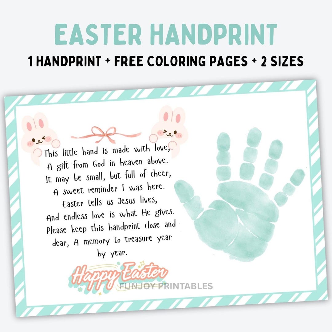 Christian Easter Handprint Craft Printable, Jesus Lives Keepsake Poem ...