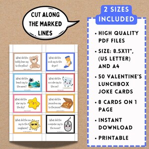 50 Printable Valentine's Day Jokes, Lunchbox Jokes, Lunch Box Notes for ...